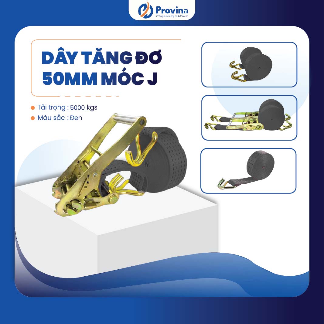 Dây Tăng Đơ 50mm 5T Màu Đen Móc J